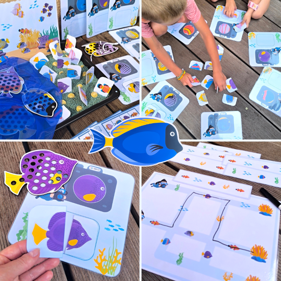 Aktivity tropické ryby, moře 1 - motorika, puzzle, foukačky